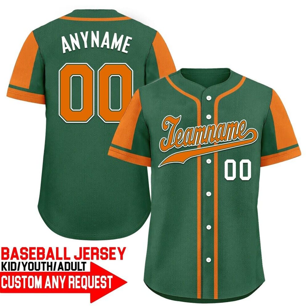Custom Green Orange Raglan Sleeves Personalized Authentic Baseball ...