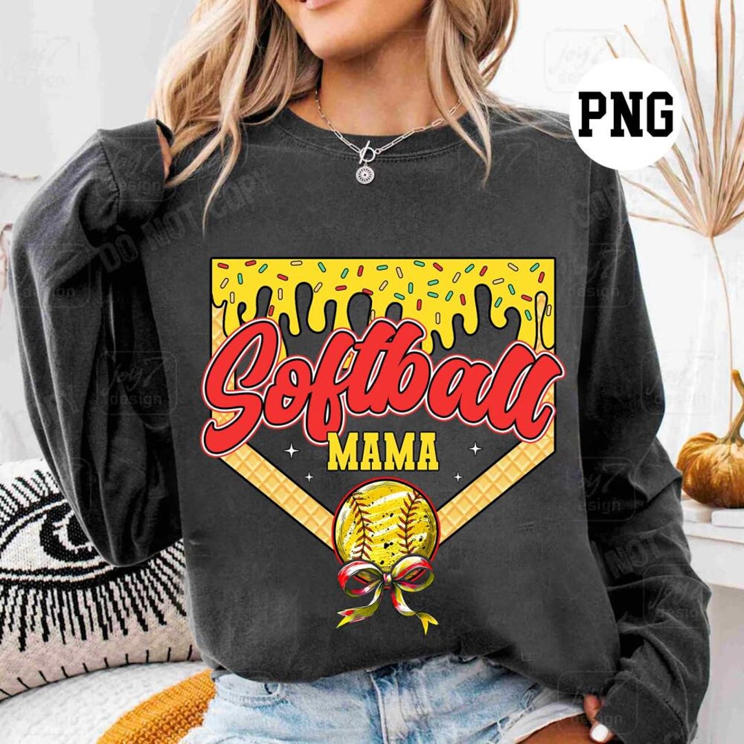 Softball Mama Drip Png, Softball Ice Cream Drip Png, Mama Softball Png ...