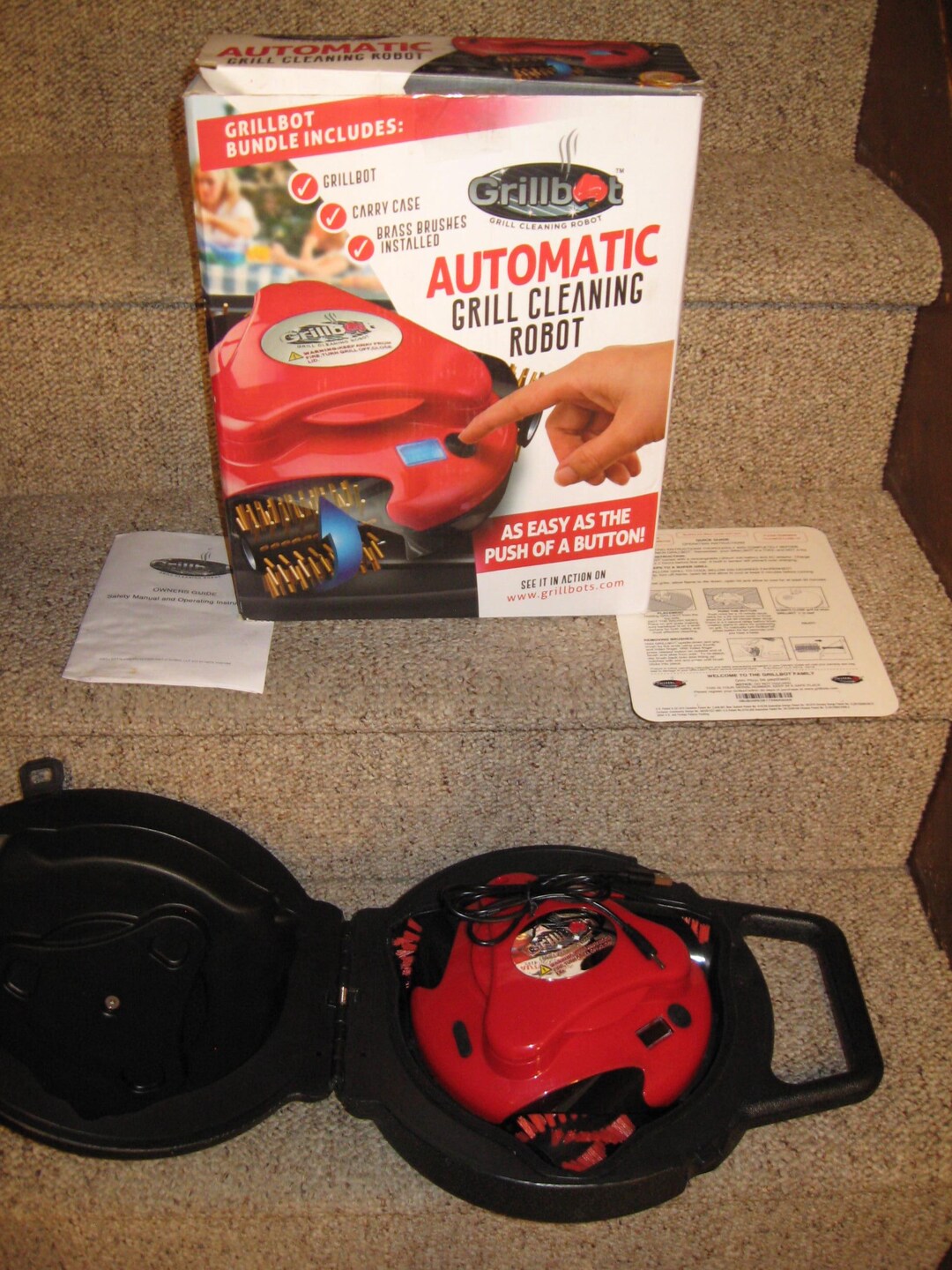 Brand New Grillbot Automatic Grill Cleaning Robot Nylon Brushes Red ...