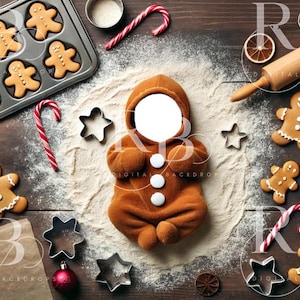Gingerbread Man Face Insert Composite Newborn Digital Backdrop Baby ...
