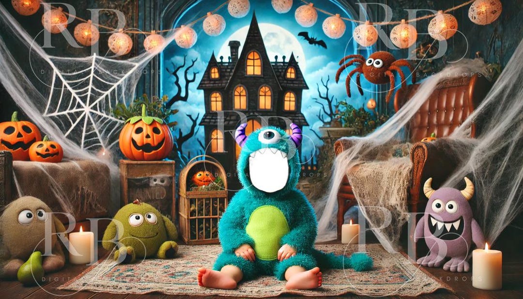 Monster Face Insert Haunted House Halloween Autumn Fall Newborn ...