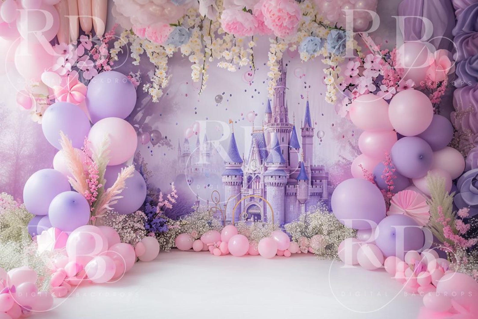 Princess Castle Balloon Arch Digital Backdrop Composite Background ...