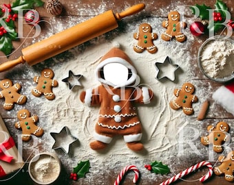 Gingerbread Man Face Insert Composite Newborn Baby Digital Backdrop ...