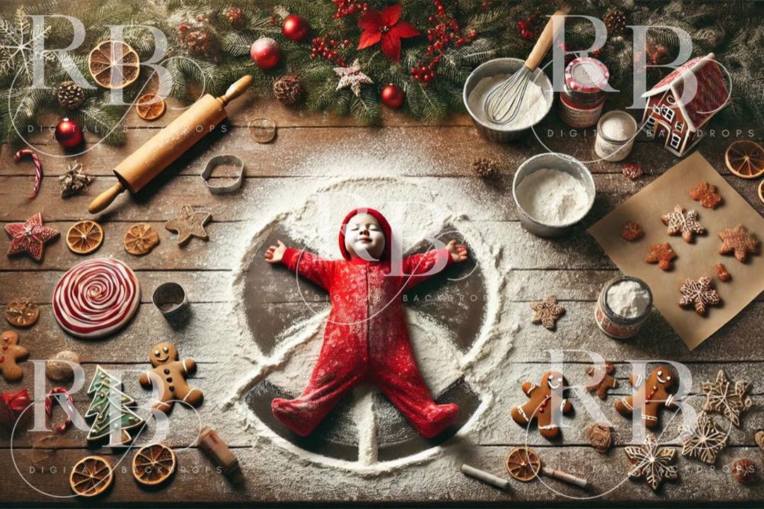 Christmas Cookies Flour Snow Angel Digital Backdrop Background ...