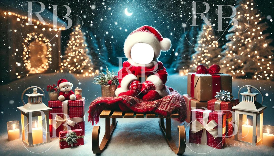 Santa Claus Face Insert Composite Newborn Digital Backdrop Baby ...