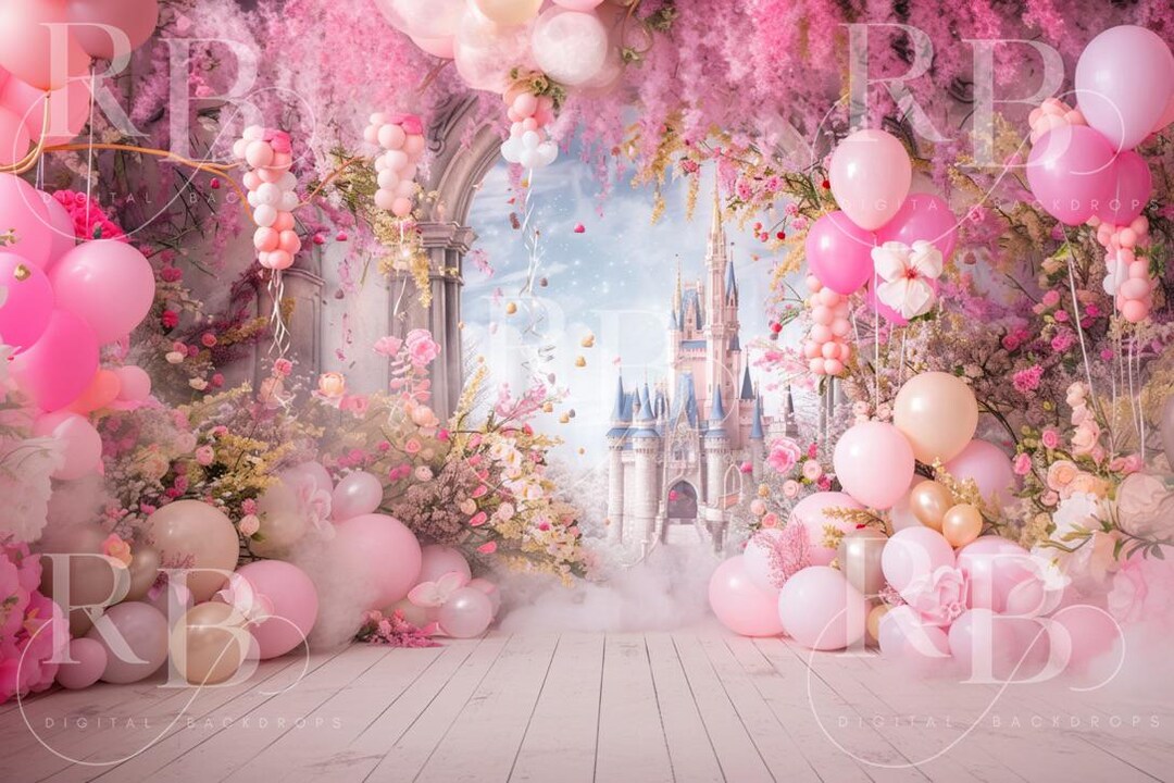 Princess Castle Balloon Arch Digital Backdrop Composite Background ...