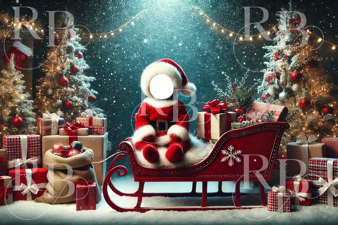 Santa Claus Face Insert Newborn Digital Backdrop Composite Baby ...