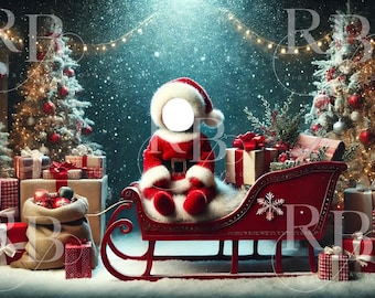 Christmas Santa Face Insert Digital Backdrop Newborn Composite Baby ...