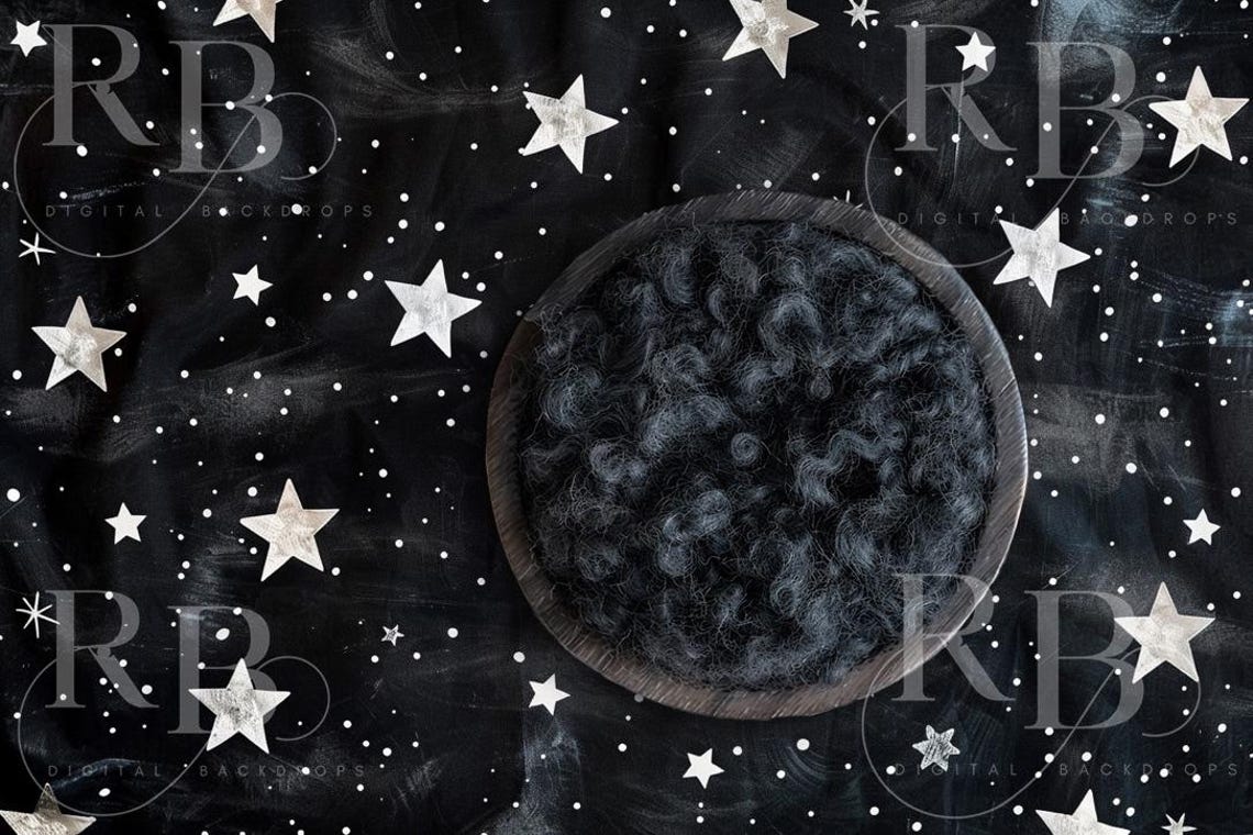 Newborn Stars Starry Night Illustration Digital Backdrop, Baby Digital ...