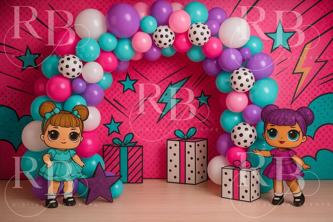 Doll Inspired Balloon Arch Digital Backdrop Composite Background Party ...