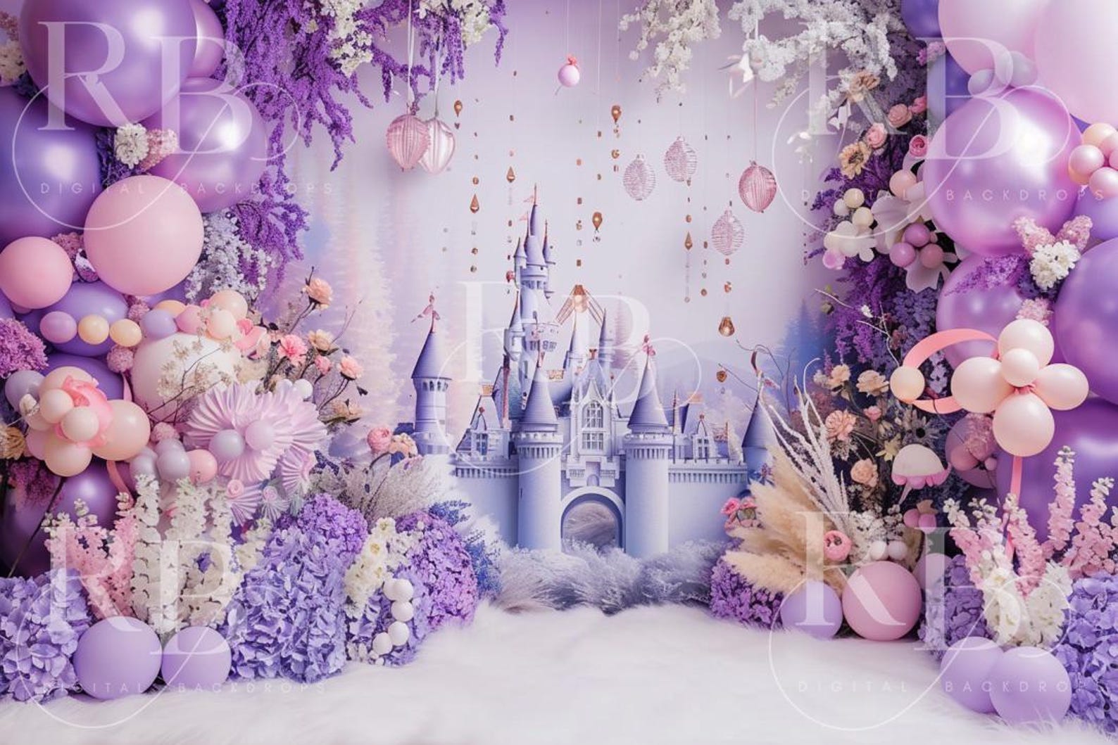 Princess Castle Balloon Arch Digital Backdrop Composite Background ...