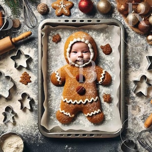 Gingerbread Man Face Insert Composite Newborn Baby Digital Backdrop ...