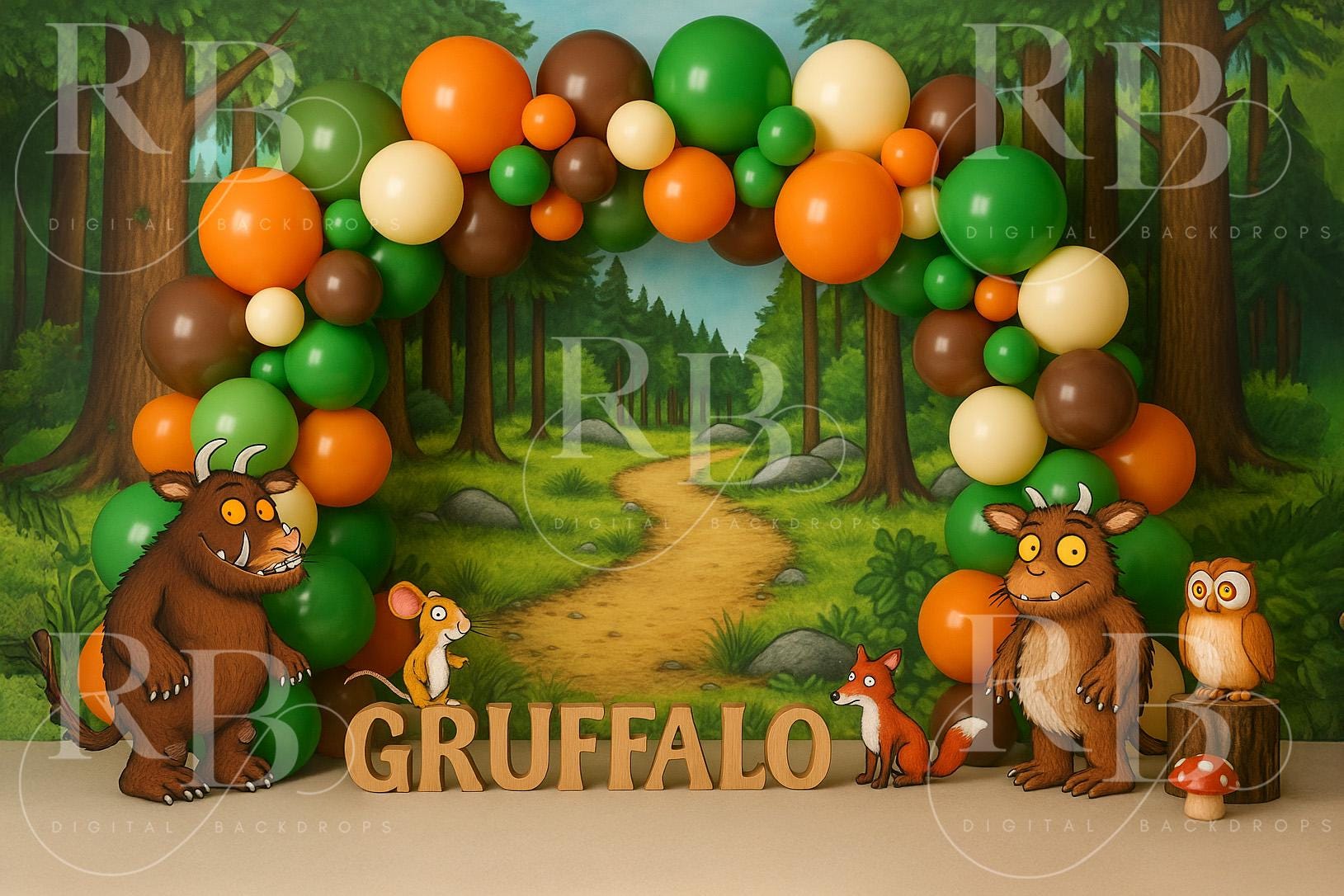 Gruffalo-inspired Balloon Arch Digital Backdrop Composite Background ...