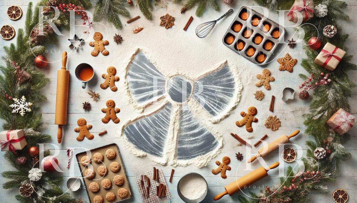 Christmas Cookies Flour Snow Angel Digital Backdrop Baby Background ...