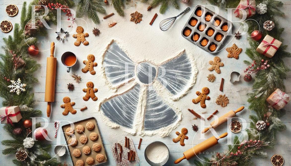 Christmas Cookies Flour Snow Angel Digital Backdrop Baby Background ...