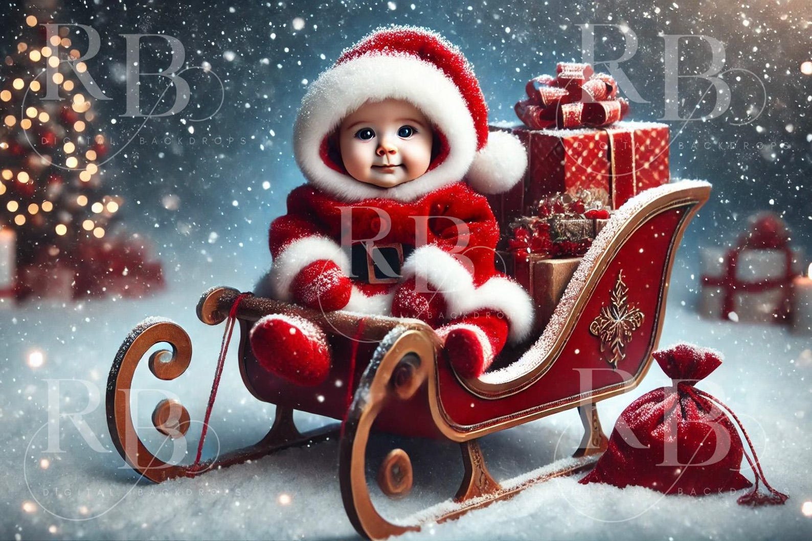 Santa Claus Face Insert Composite Newborn Digital Backdrop Baby ...