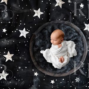 Newborn Stars Starry Night Illustration Digital Backdrop, Baby Digital ...
