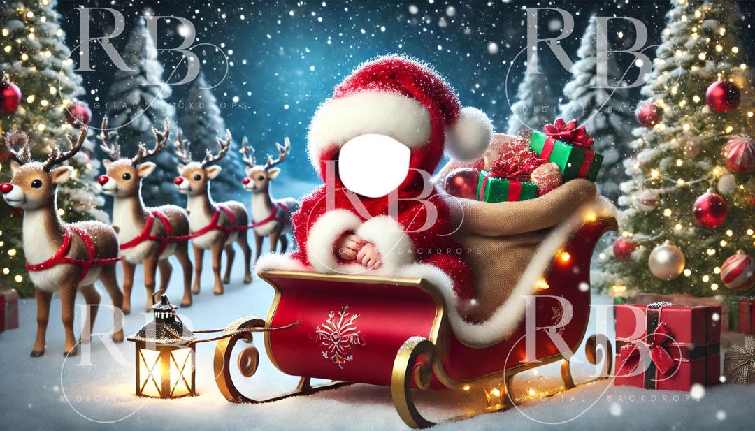 Santa Claus Face Insert Composite Photoshoot Newborn Digital Backdrop ...