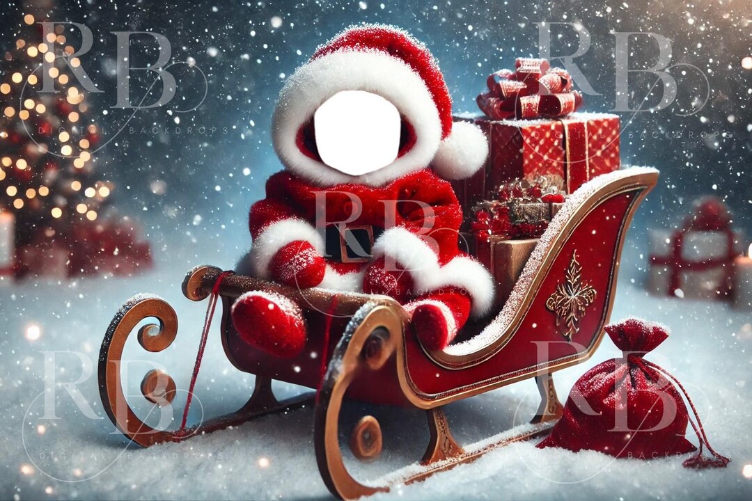 Santa Claus Face Insert Composite Newborn Digital Backdrop Baby ...
