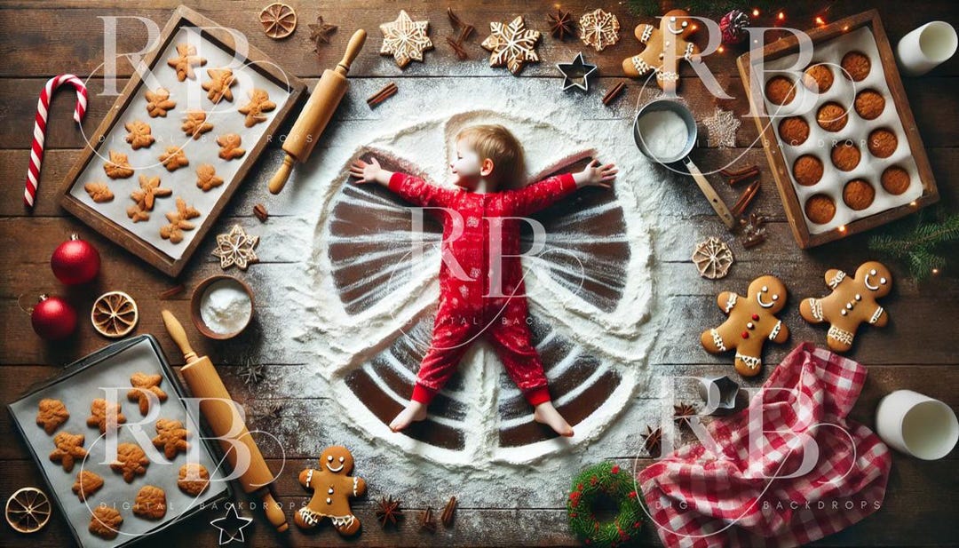 Christmas Cookies Flour Snow Angel Digital Backdrop Baby Background ...