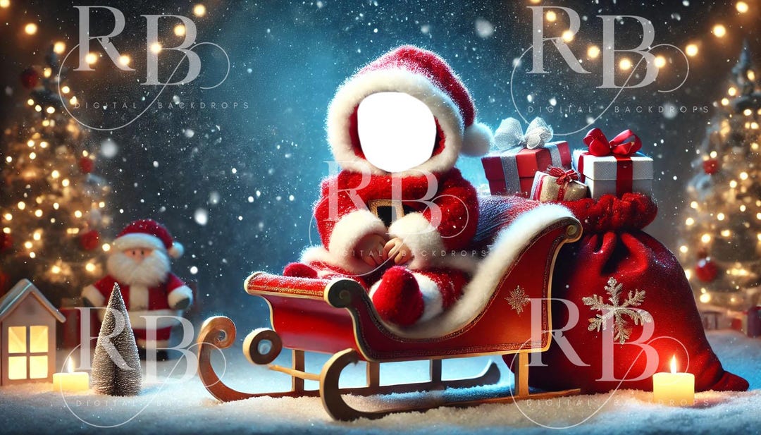 Santa Claus Face Insert Composite Newborn Digital Backdrop Baby ...
