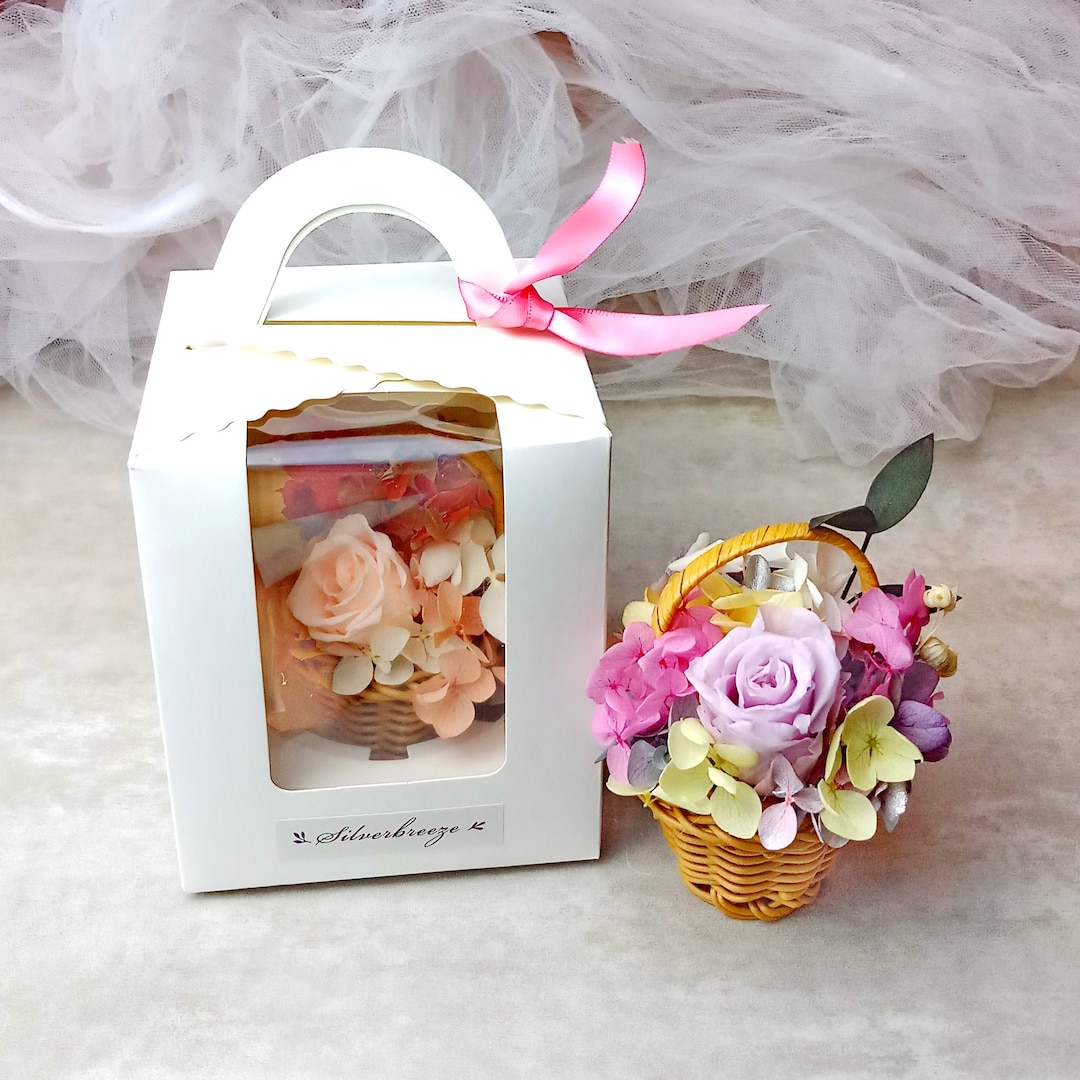 MINI Preserved Flower Basket, Flower Basket, Preserved Rose, Wedding ...