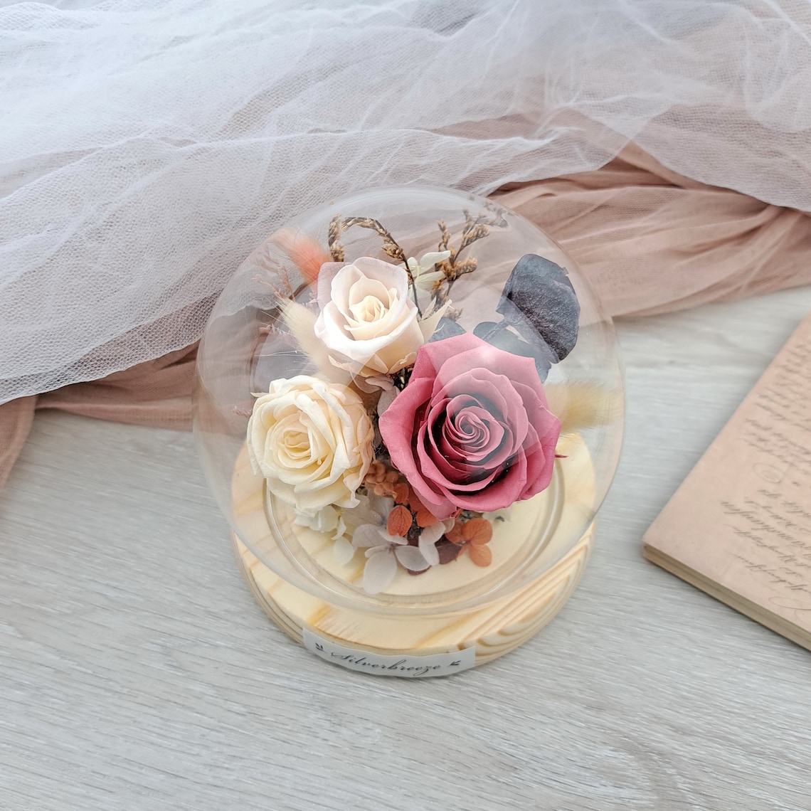 Eternal Rose Glass Dome, Preserved Flower Gift, Gift for Her, Valentine ...
