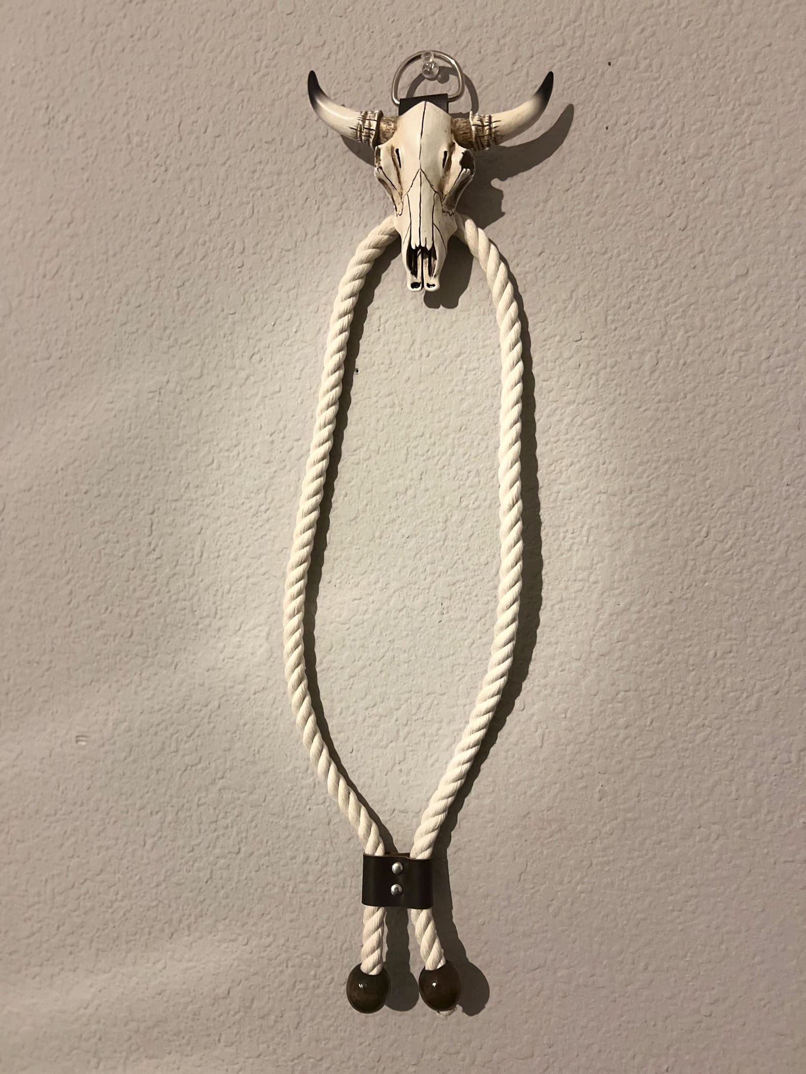 Ceramic Cattle Skull Cowboy Hat Hanger With Rope & Leather Accents - Etsy