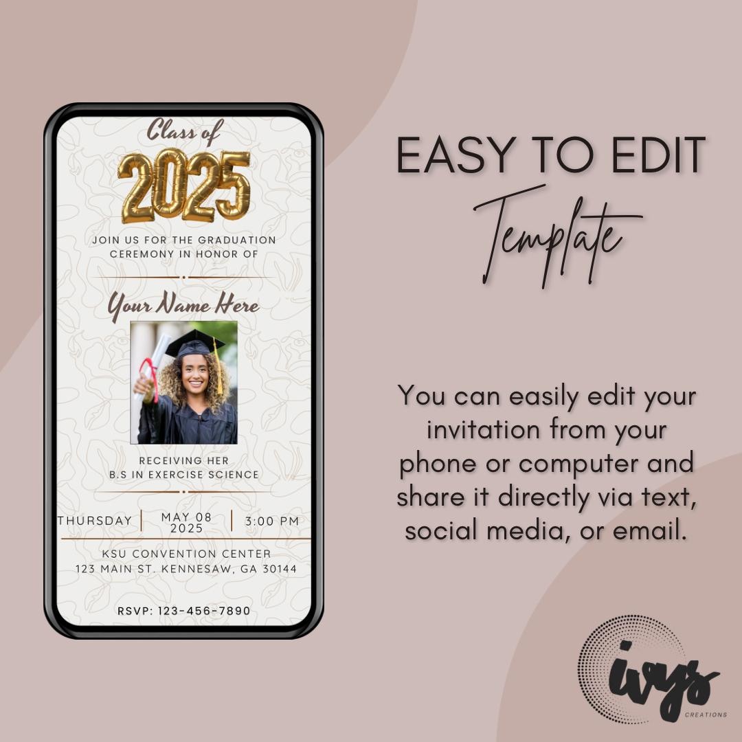 Minimalist Graduation Invitation Template, Graduation Text Invite ...