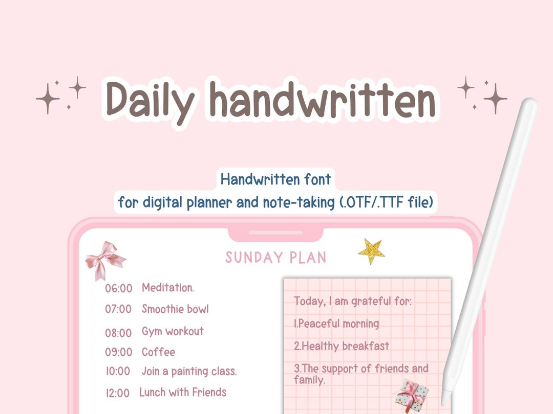 Handwriting Font for Digital Planner, Cute Neat Style (OTF, TTF) - Etsy