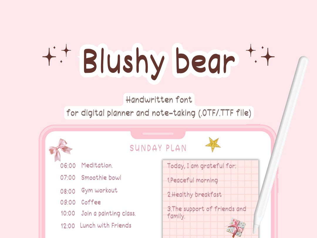 Handwriting Font,digital Planner Font,planner Fonts for Ipad,goodnotes ...