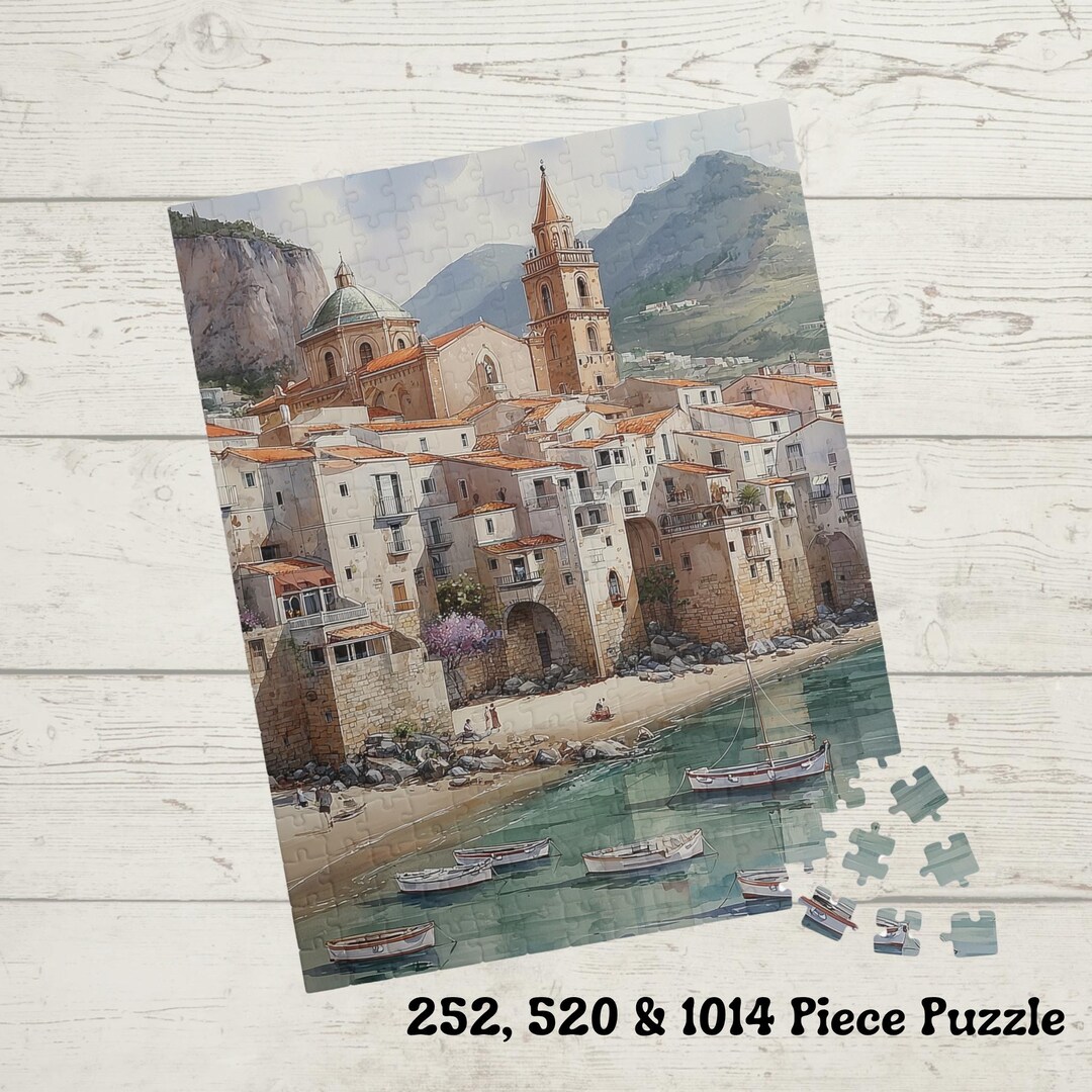 Cefalù Italy Jigsaw Puzzle, Sicily Coastal Art - Etsy