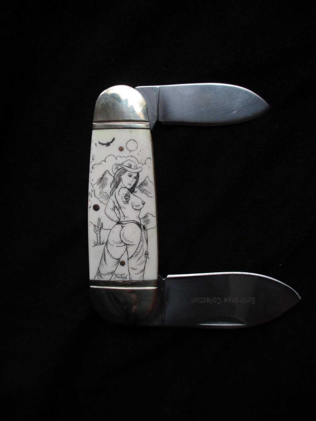 Scrimshaw Knife, Nude Pinup, Nautical Art - Etsy