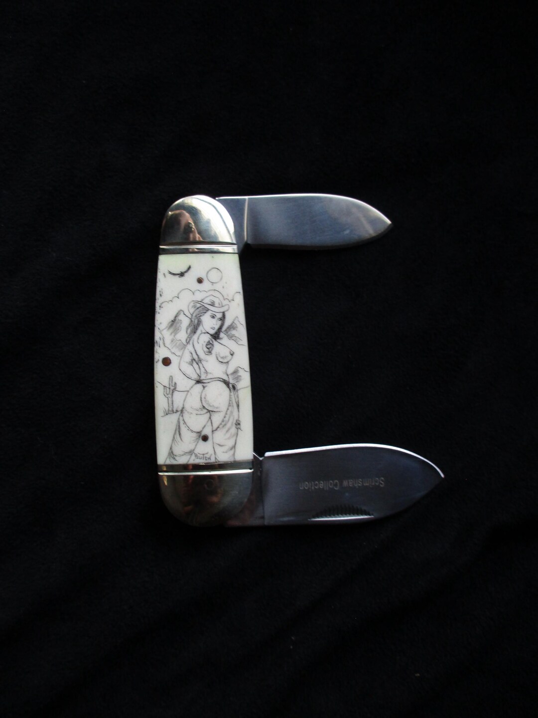 Hand Etched, Scrimshaw Mermaid on a Sunfish Folding Knife Knife - Etsy
