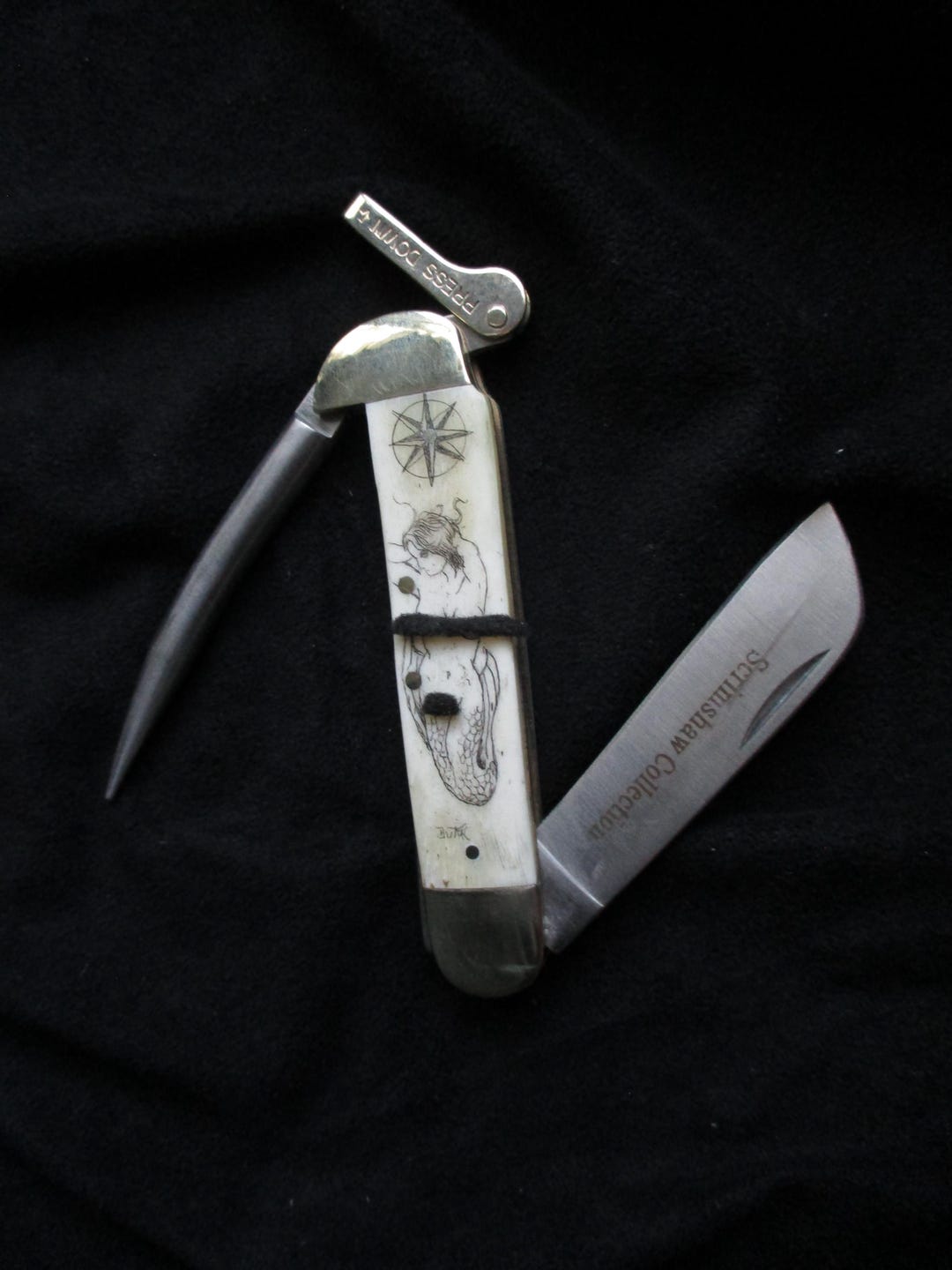 Hand Etched, Scrimshaw, Knife, Nude Mermaid Pinup - Etsy