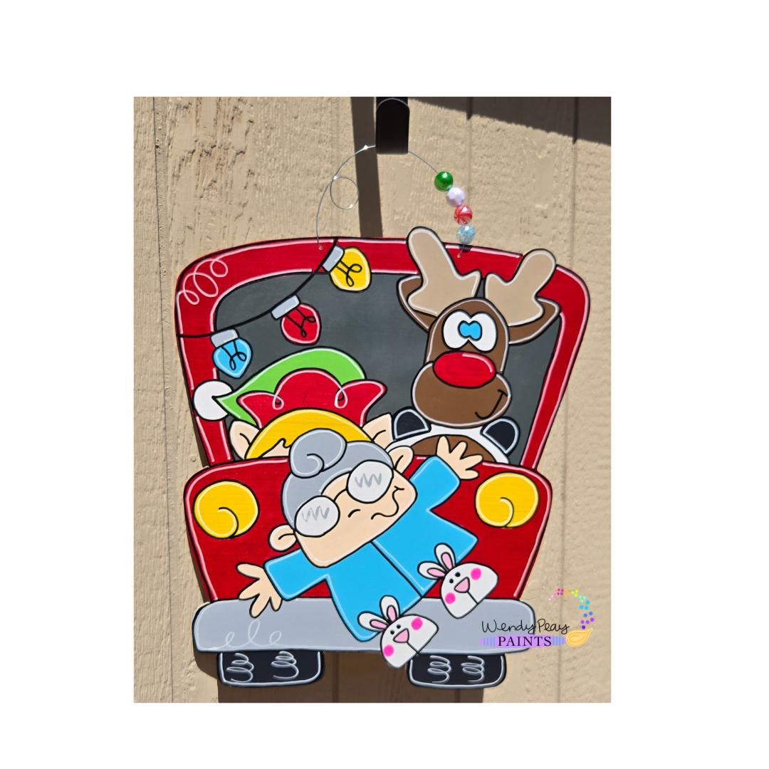 Granny Got Ran Over by a Reindeer Door Hanger, Christmas Door Hanger ...