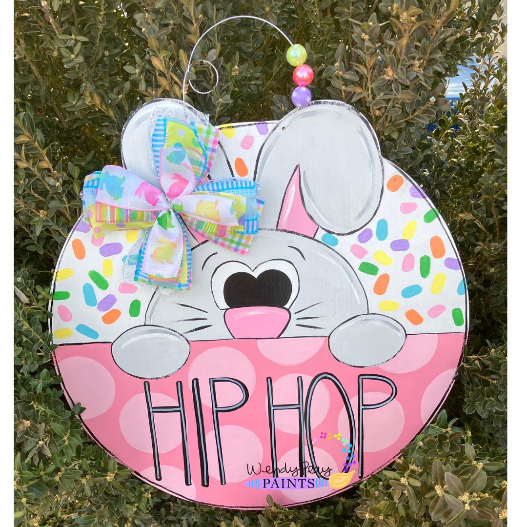 Hip Hop Easter Bunny Door Hanger: Spring Welcome Sign - Etsy