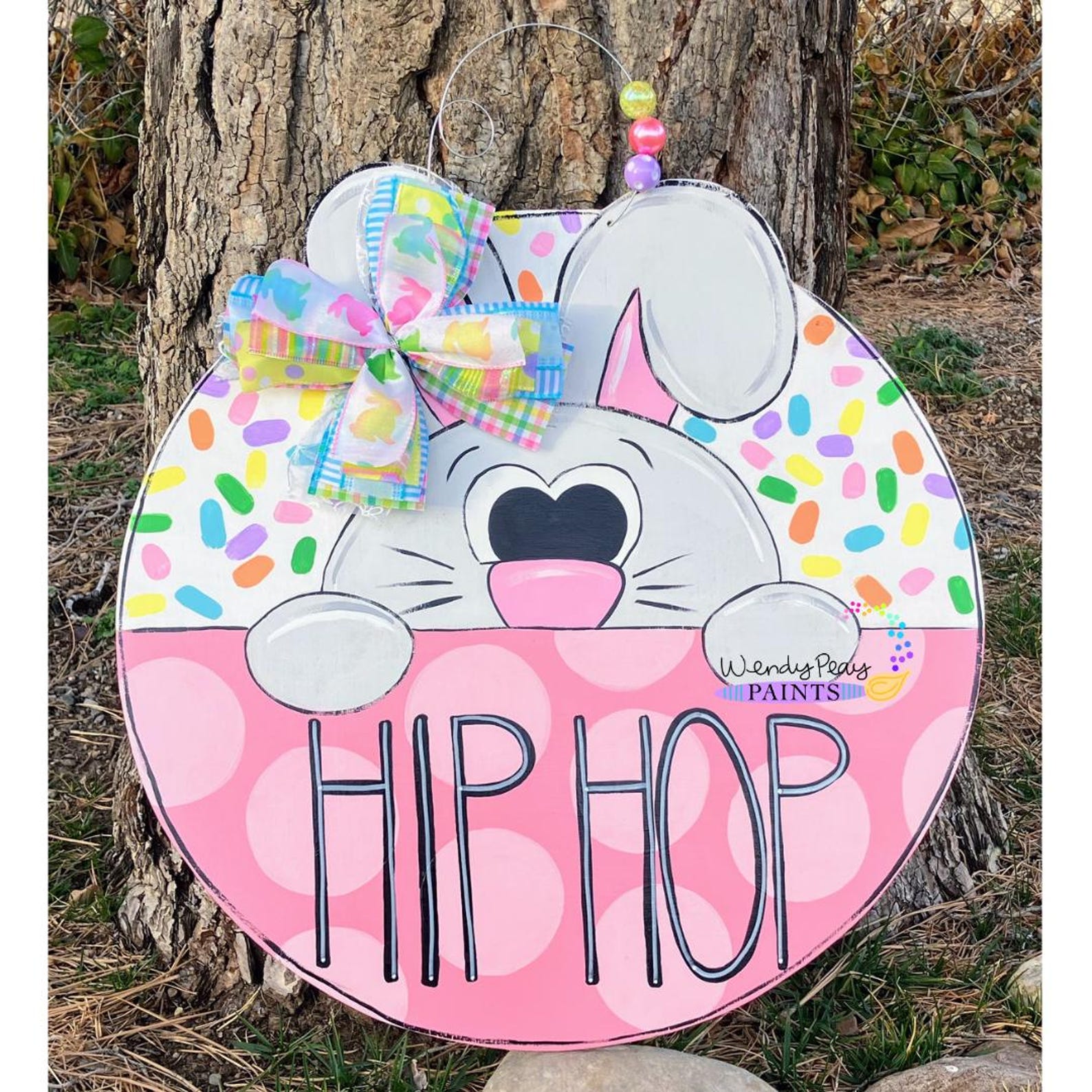 Hip Hop Easter Bunny Door Hanger: Spring Welcome Sign - Etsy