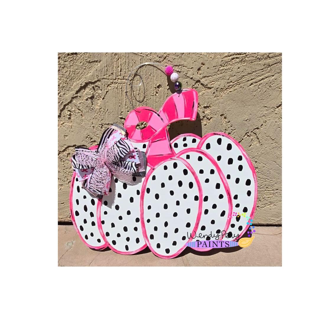 Breast Cancer Pumpkin Door Hanger, Breast Cancer Awareness, October ...