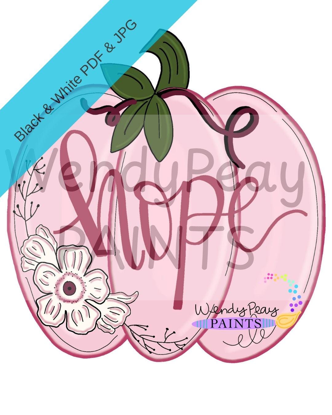 Hope Pumpkin Template: Breast Cancer Awareness, Fall Decor (PDF & JPG ...