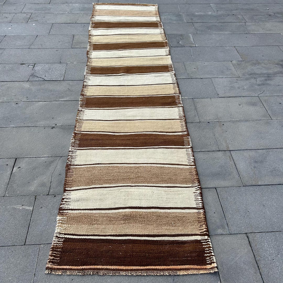 Vintage Rug, 3x11 Runner Rug, Turkish Rug, Herki Rug, Striped Rug, Rugs ...