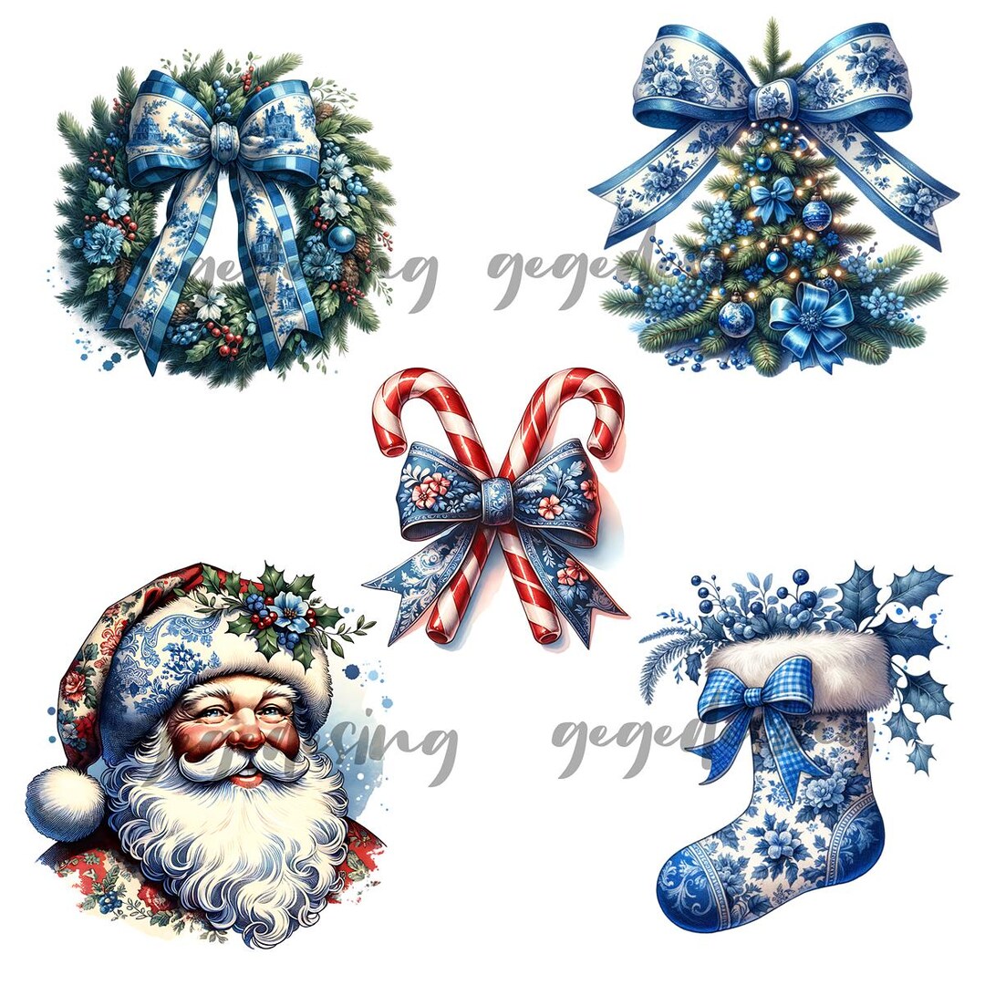 Mini Bundle Clipart Christmas Sublimation, Digital Download Watercolor ...