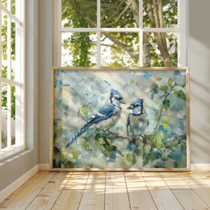 Blue Jay Painting - Blue Jay Couple Wall Art, Bird Family Prints ...