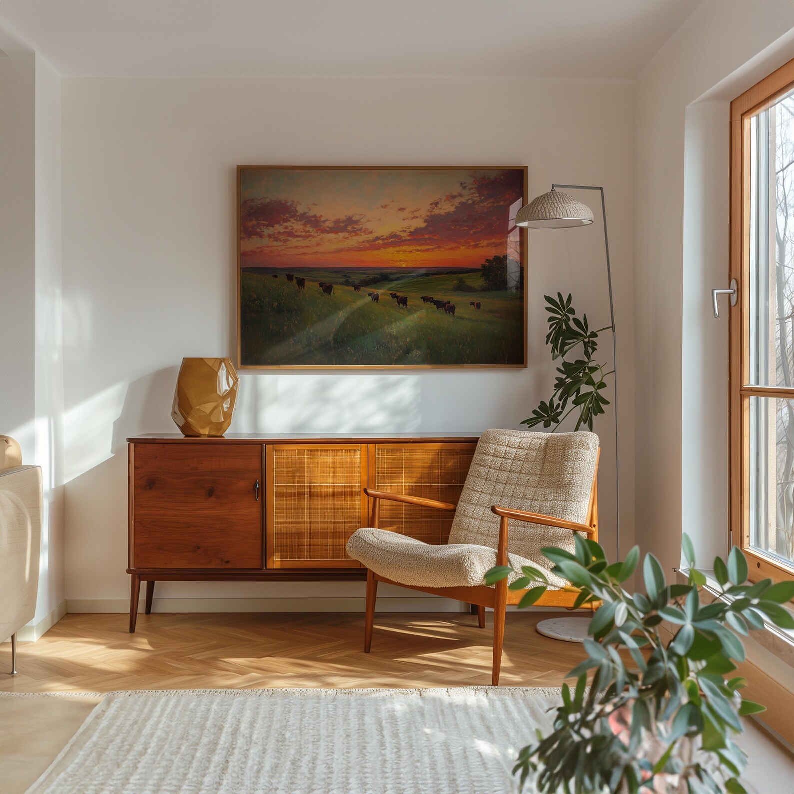 Arte mural de Kansas Flint Hills, impresión artística "Ganado regresa a ...