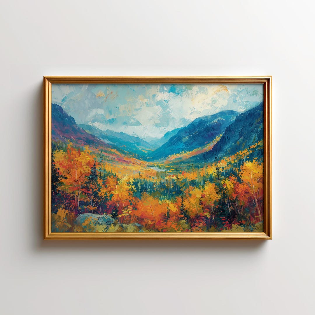 Franconia Notch State Park Painting - Autumn Mountain Wall Art & New ...