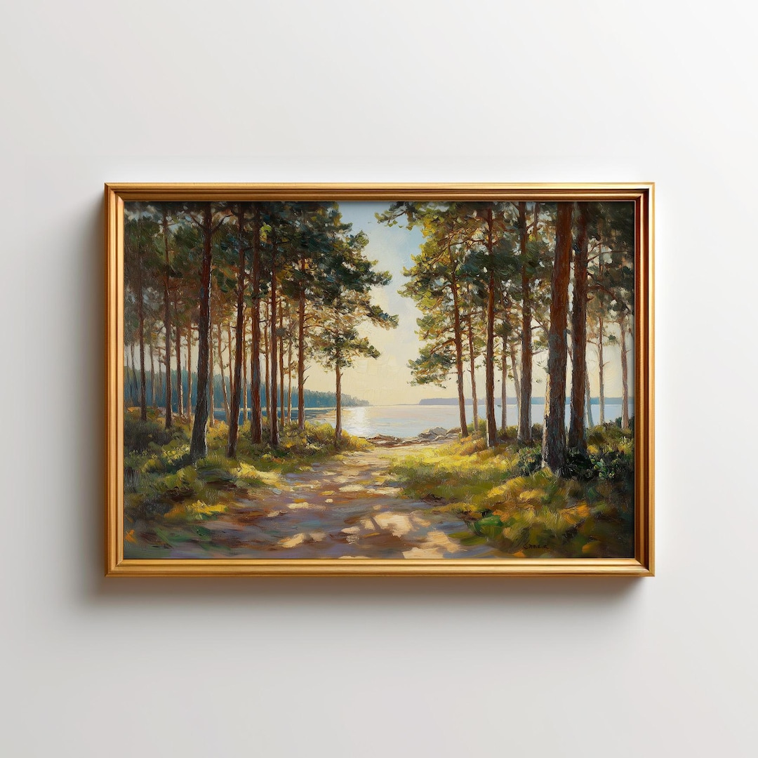 Lake Michigan Art Prints - Morning Sunlight Forest Lake Print, Michigan ...