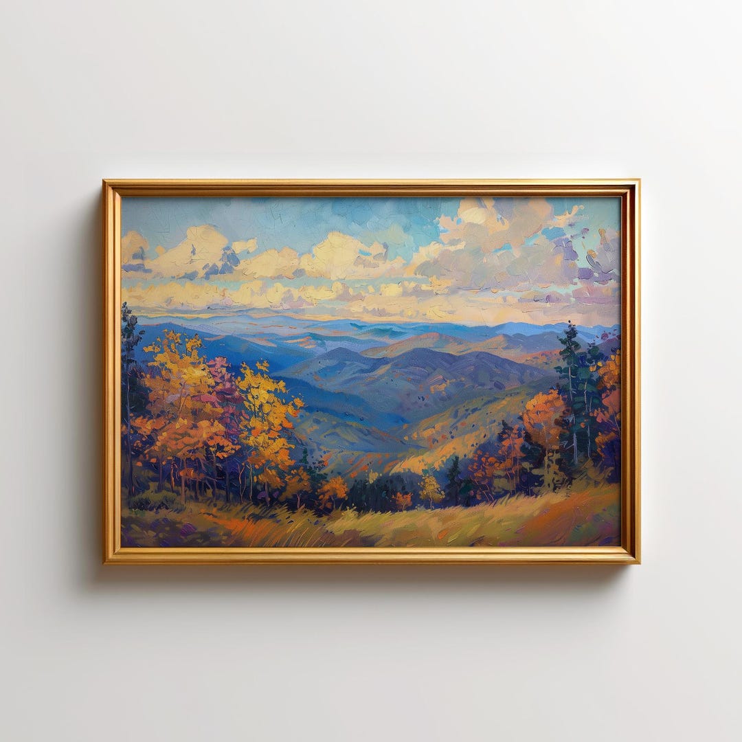 Blue Ridge Mountains Painting of Autumn Wall Art Great Smoky Mountains ...