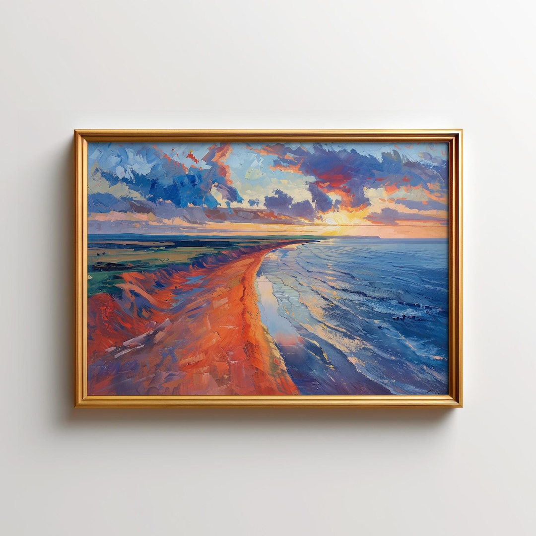 Prince Edward Island Coastal Painting, Red Sand Beach Sunset Art Print ...