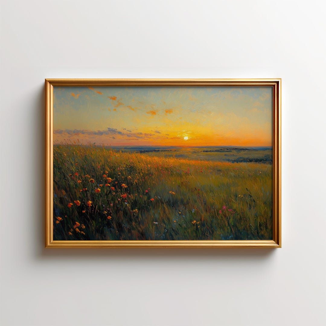 Sunset Tallgrass Prairie Art Print – Kansas Flint Hills Landscape ...