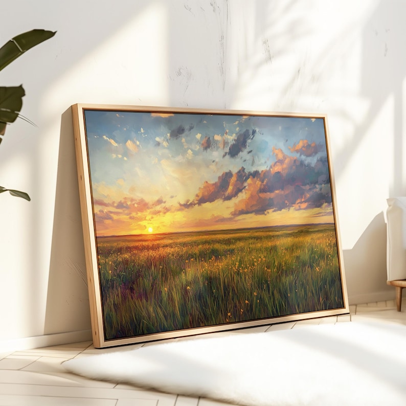 Oklahoma Wall Art – Sunrise Prairie Poster, Grassland Print, Joseph H ...